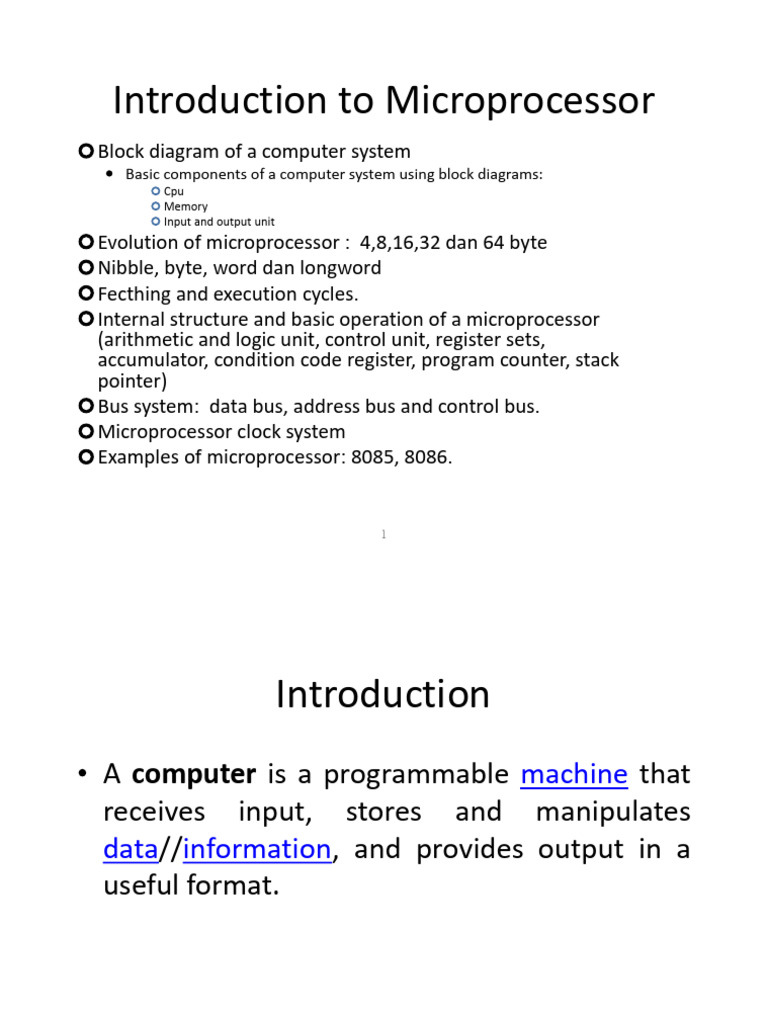 Intro To Microprocessor Pdf Central Processing Unit Input Output