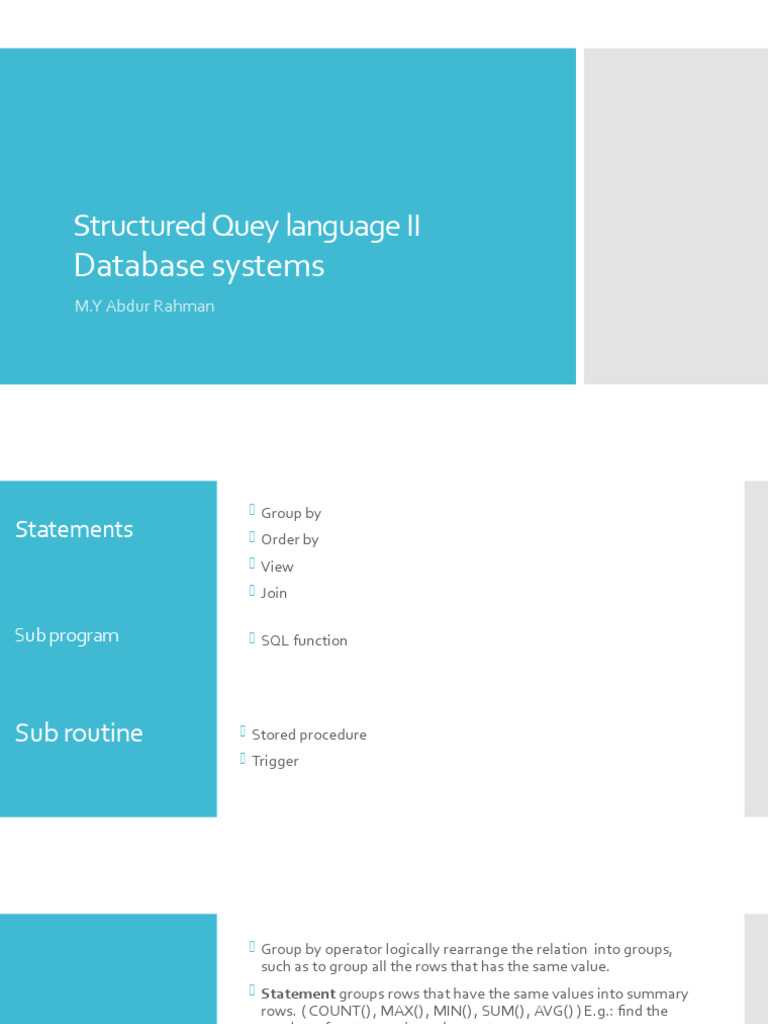 Structured Quey Language2-Database Systems | PDF | Data Management | Sql Structured Quey Language2-Database Systems | PDF | Data Management | Sql