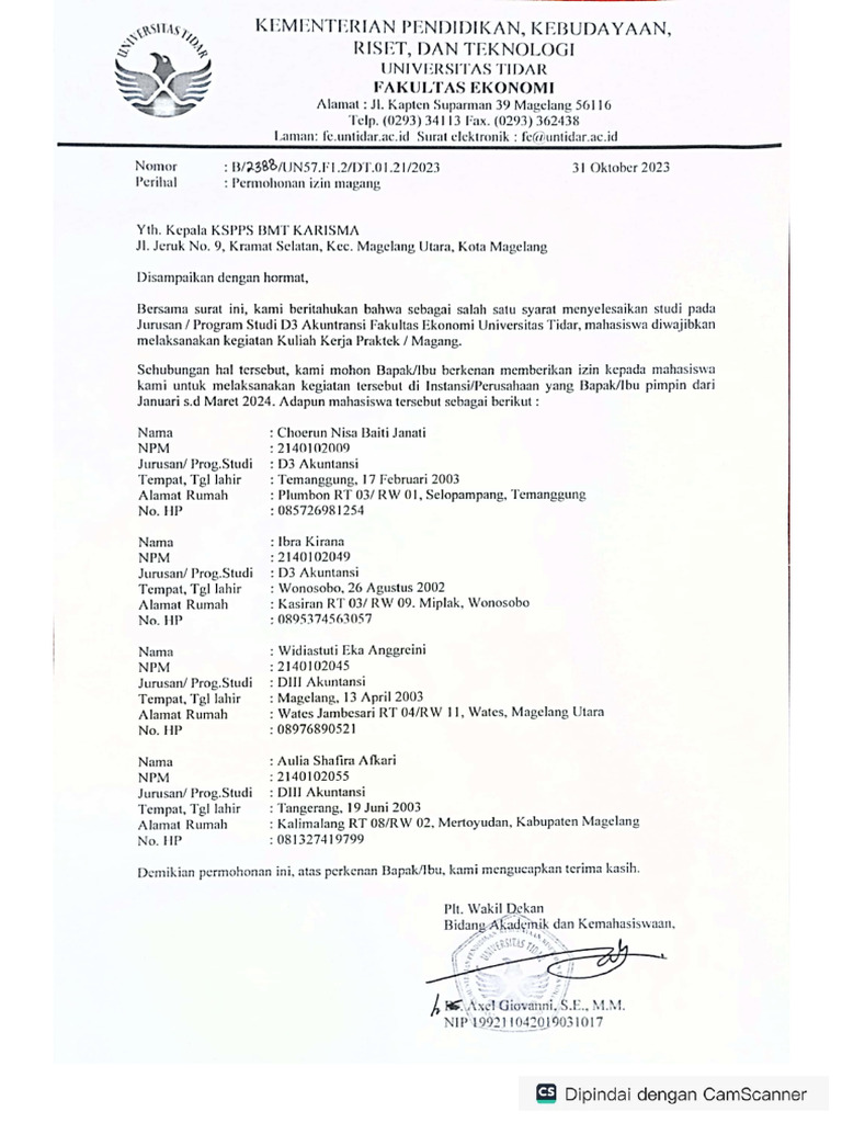 Surat Izin Magang KSP | PDF