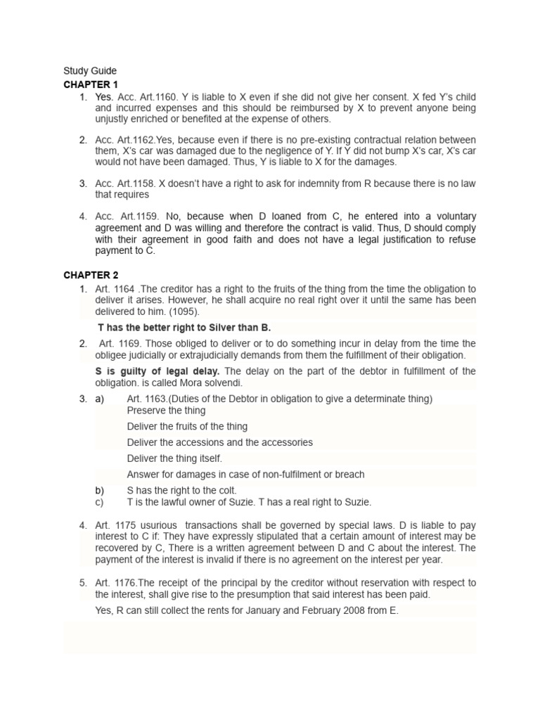 LAW Study Guide | Download Free PDF | Interest | Law Of Obligations