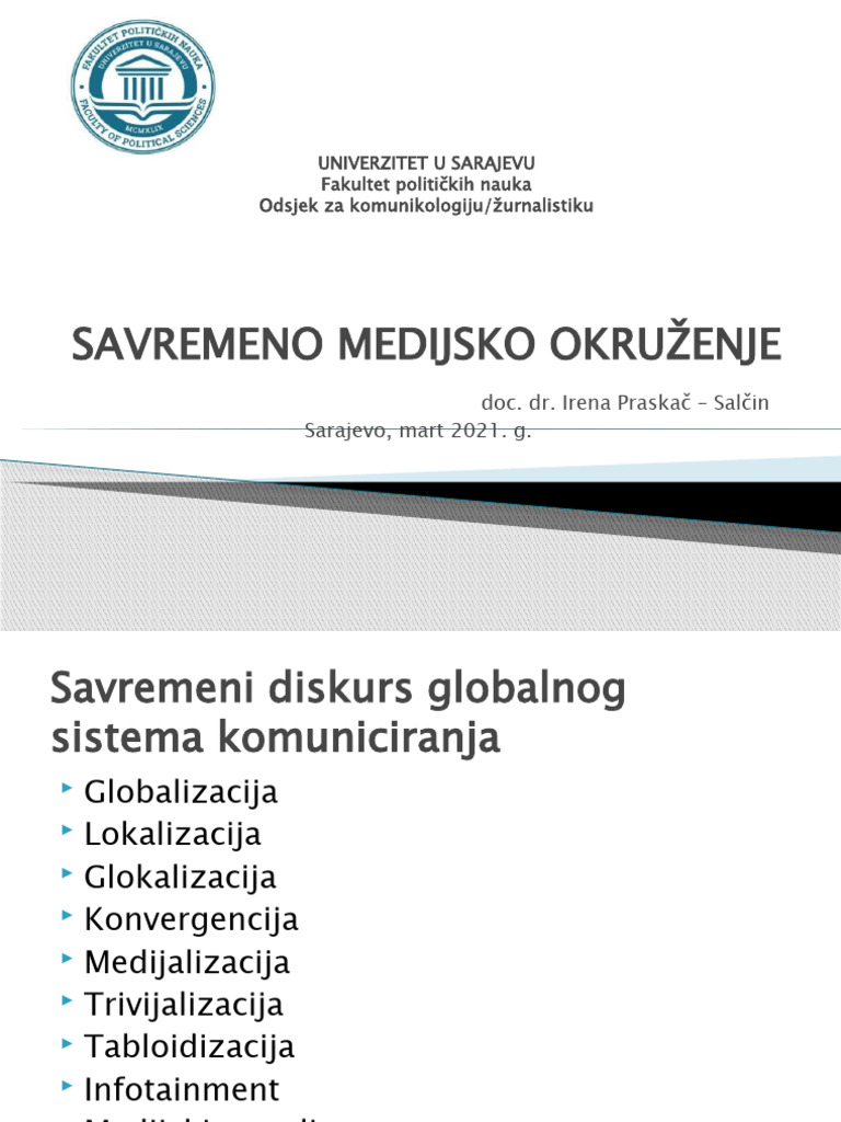 Savremeni Diskurs Globalnog Sistema Komuniciranja (1) | PDF