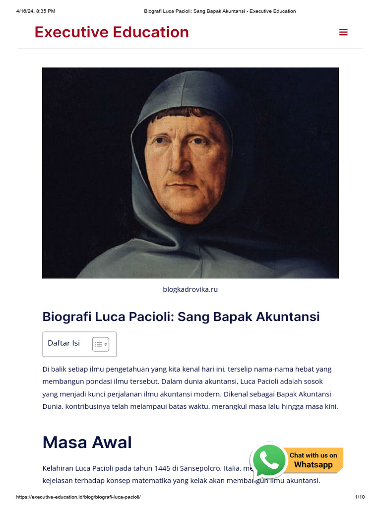 Biografi Luca Pacioli - Sang Bapak Akuntansi - Executive Education | PDF