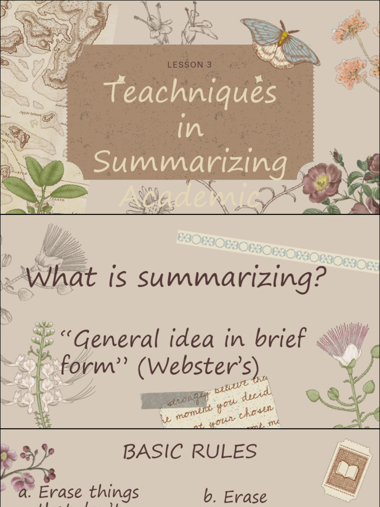 Lesson 3 Techniques in Summarizing Academic Text | PDF | Young Adult