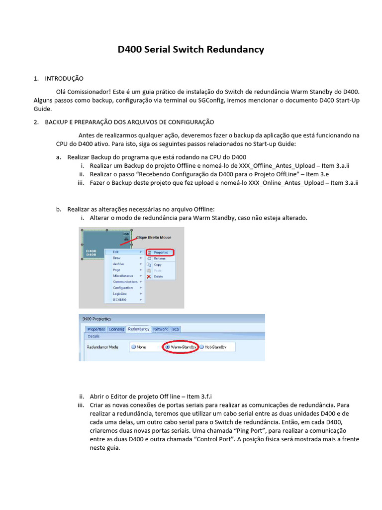 D400 Serial Switch Redundancy | PDF | Comutador de rede | Arquitetura ...