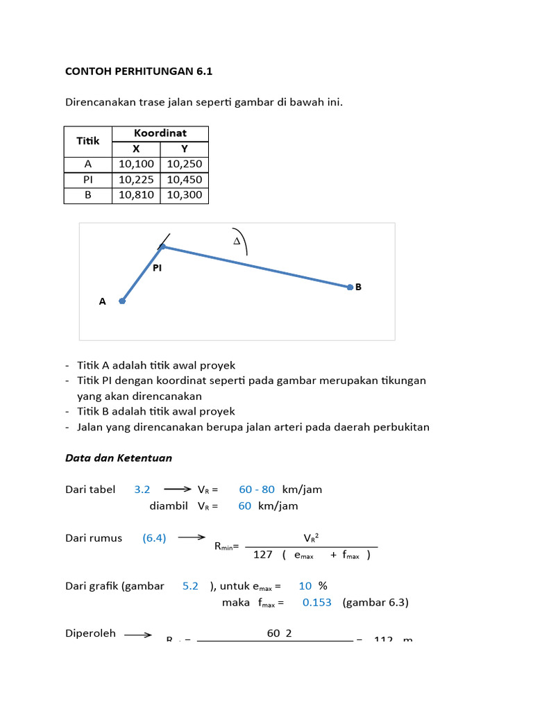 CONTOH SOAL Alinyemen Horizontal Vertikal Stationing | PDF