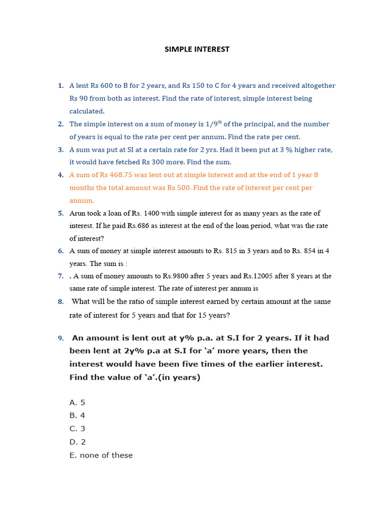 Simple Interest | PDF | Interest | Interest Rates