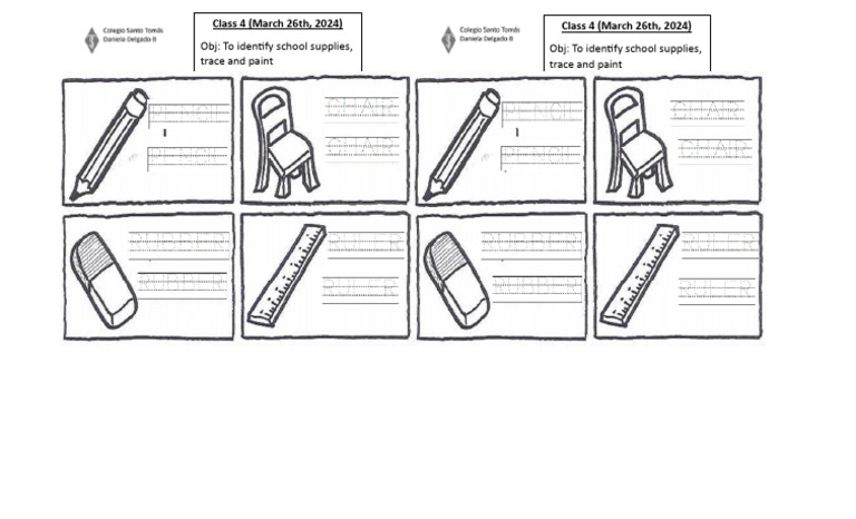 School Supplies Tracing and Painting Class | PDF