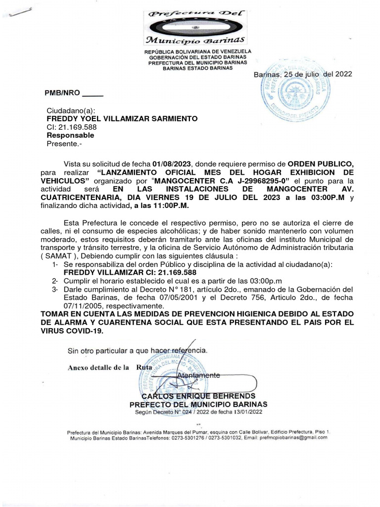 Carta de Evento Publico | PDF