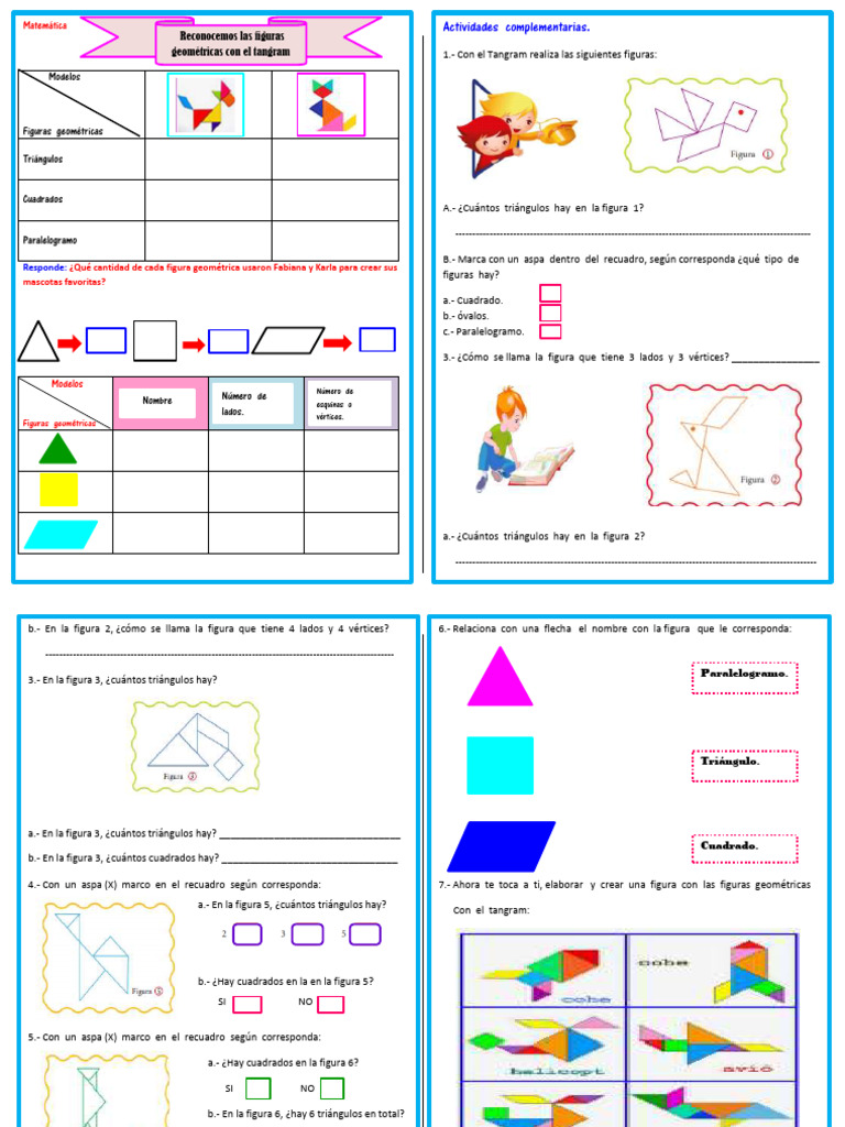 Ficha Del Tangram | PDF | Triángulo | Geometría Elemental