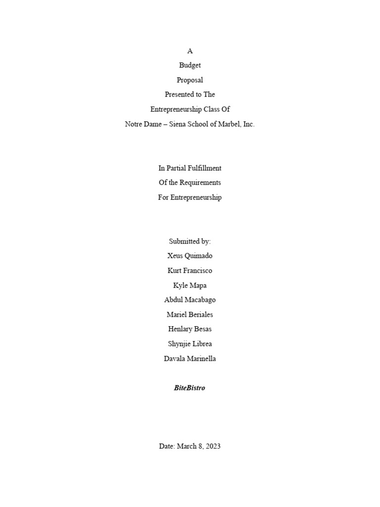 BiteBistro Project Proposal | PDF | Cooking | Cuisine