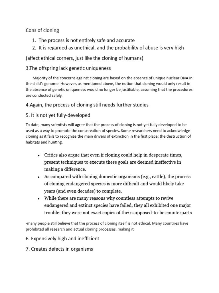 Cons of Cloning | PDF | Cloning | Anthrax