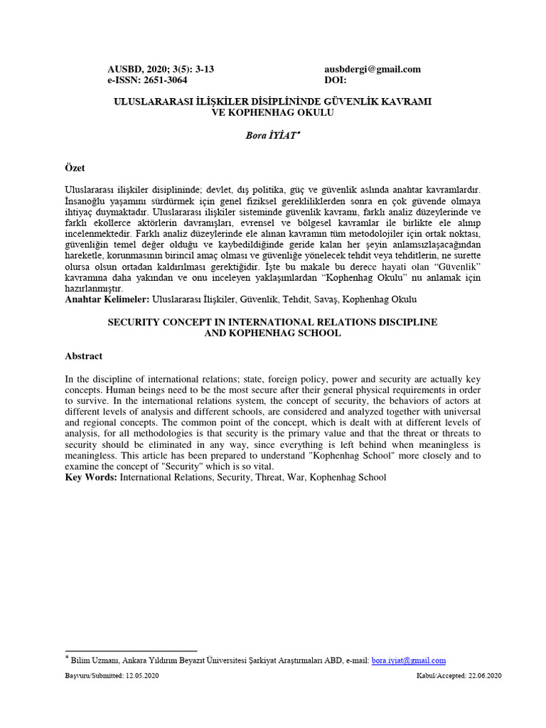ULUSLARARASI - L - K - LER D - S - PL - N - NDE G - VENL - K KAVRAMI Ve KOPHENHAG OKULU (#736388 ...