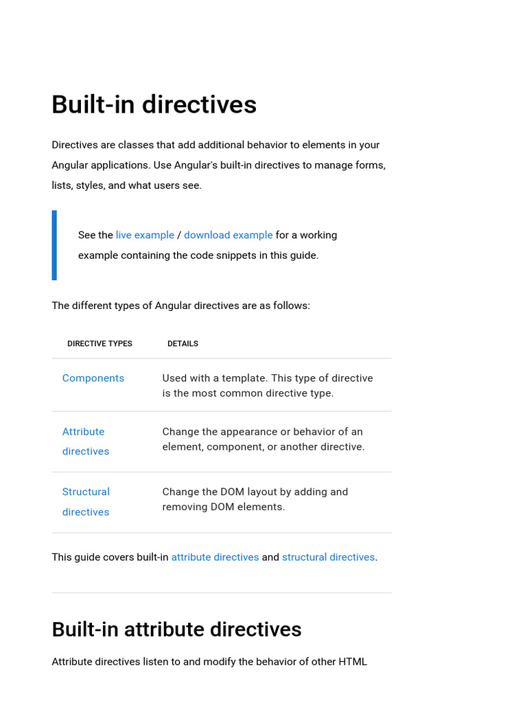 Angular Built In Directives Guide Pdf Class Computer Programming Document Object Model