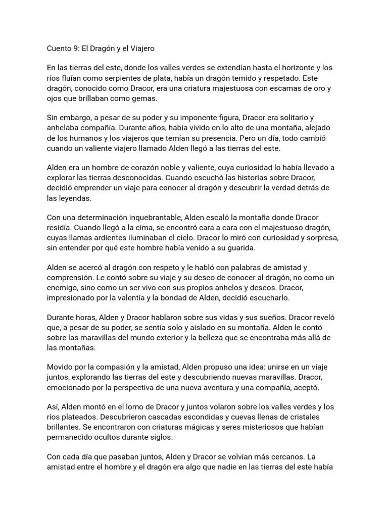 Cuento 9_ El Dragón y el Viajero | PDF | Continuar
