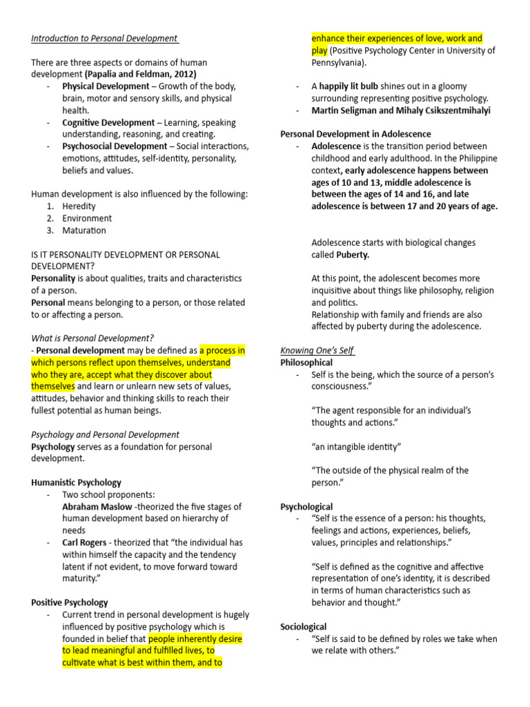 Personal Development Reviewer | PDF | Adolescence | Psychology