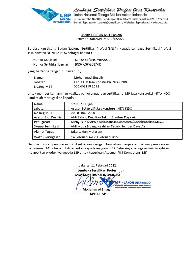 SPT-6 LSP Jakon Intakindo-Menyusun Mapa & Ia Ahli Muda Sda Observasi ...