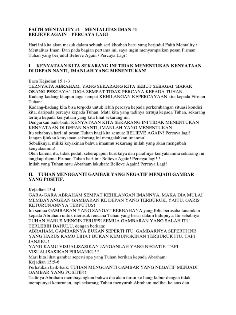 Faith Mentality | PDF
