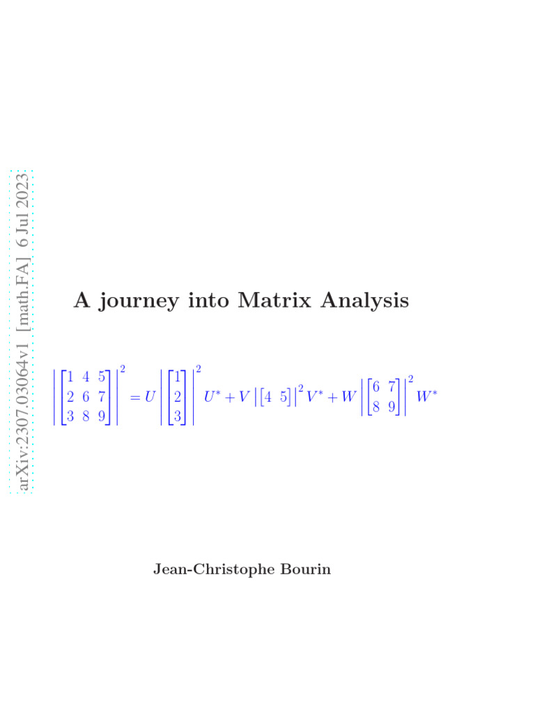 A Journey Into Matrix Analysis | PDF | Matrix (Mathematics) | Mathematics