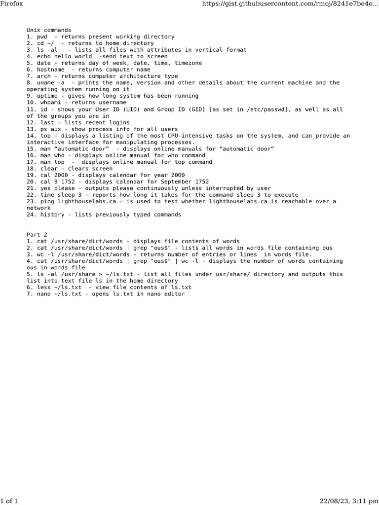 Unixcommands | PDF | Computer File | Computer Architecture Unixcommands | PDF | Computer File | Computer Architecture