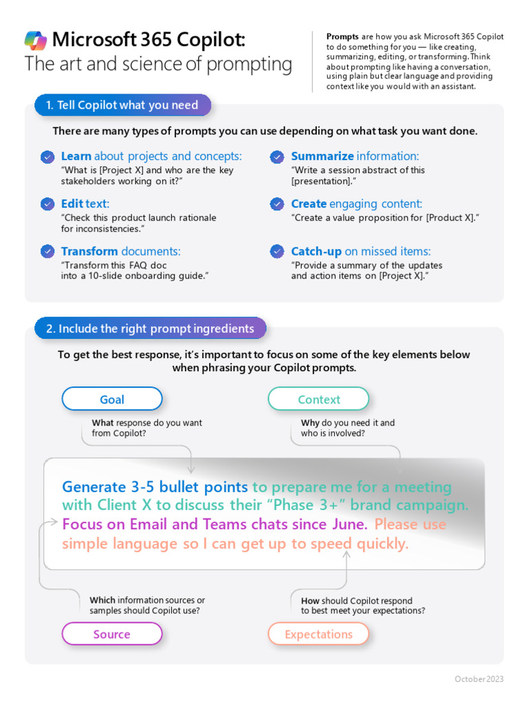 Microsoft 365 Copilot Prompt Guide | PDF | Human Communication ...