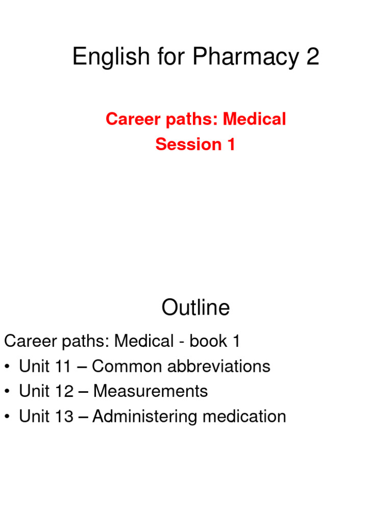 Session 1 - Career Paths Medical - B1-U11,12,13 | PDF