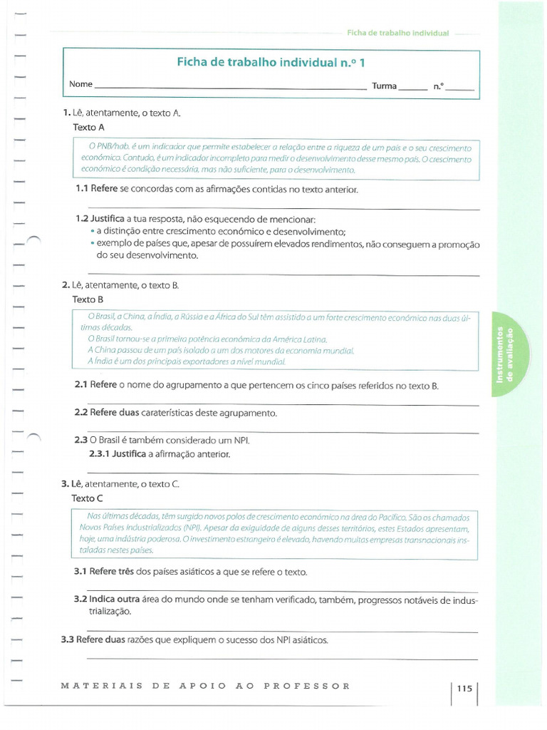 Geodiversidades 9 - Fichas Trabalho | PDF