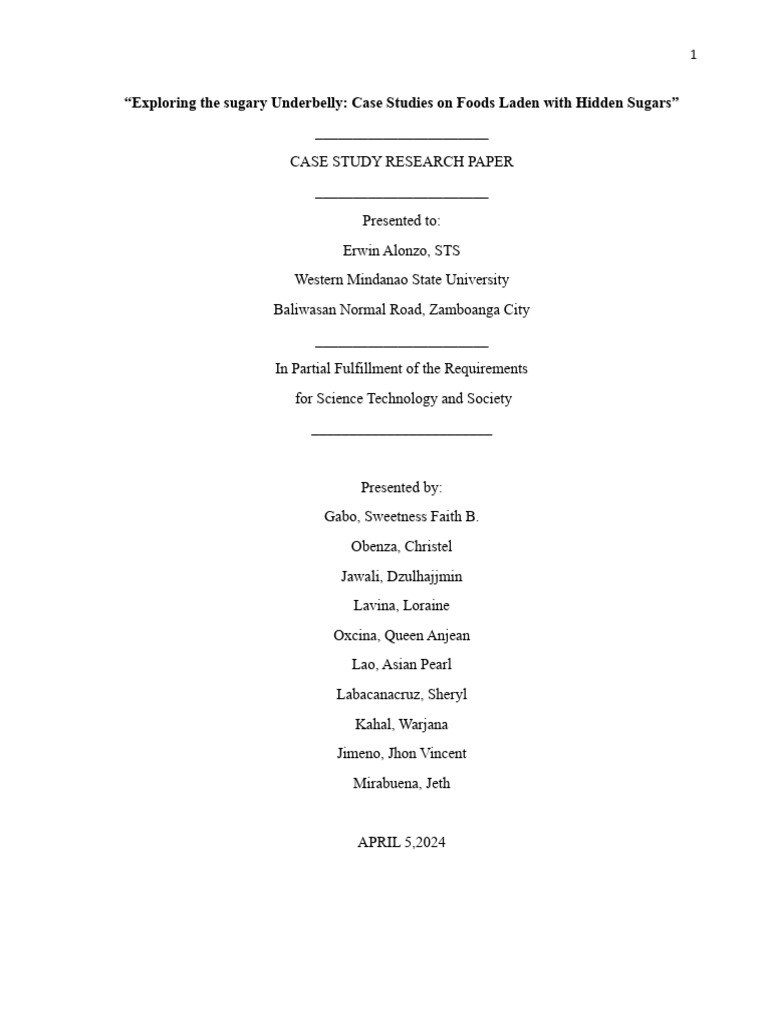 STS Case Study | PDF | Sugar | Diet & Nutrition