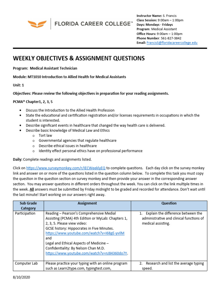 MT1010 Unit 1 Phase II | PDF | Medicine | Health Care
