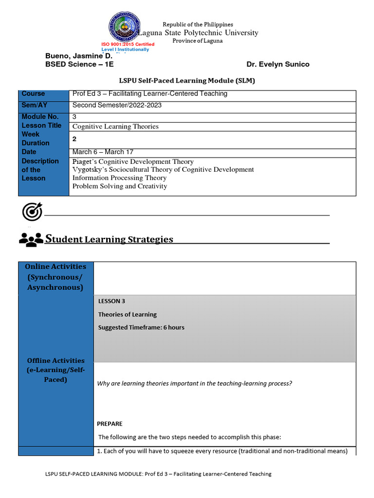 Module BSED BTLED PROFED3-Module3-1-1 | PDF | Learning | Learning Theory (Education)