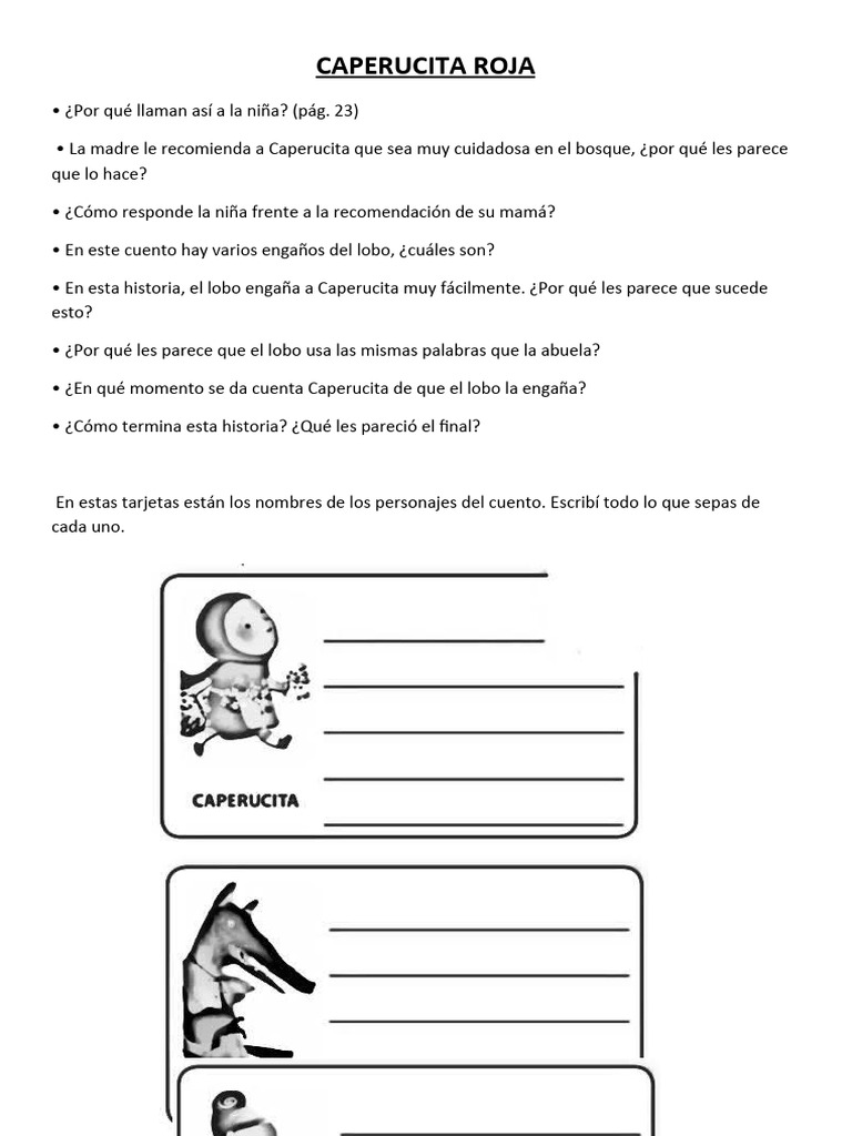 CAPERUCITA ROJA ACTIVIDADES | PDF