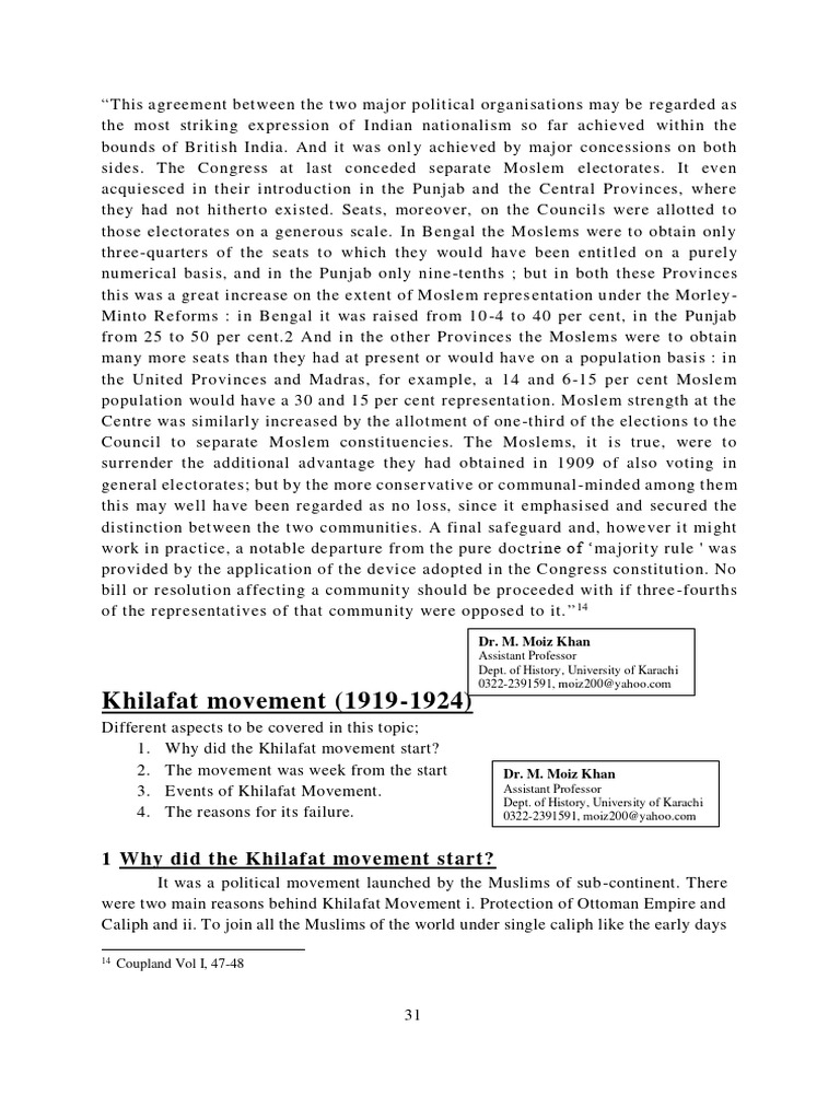 Khilafat Movement . | PDF | Caliphate | Indian Nationalism