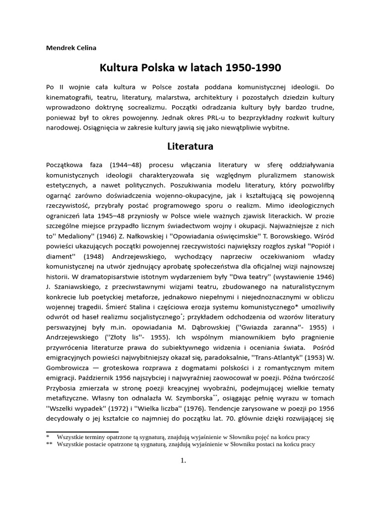 Referat Kultura Polska | PDF