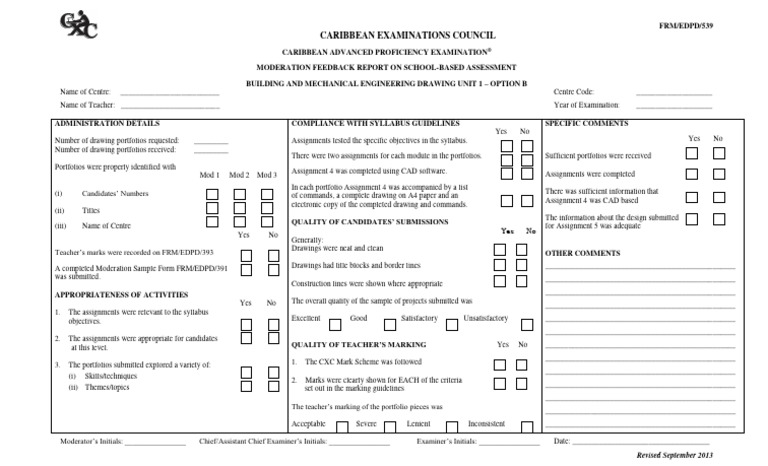CAPE BMED SBAModerationFeedback Unit1 OptionB | PDF