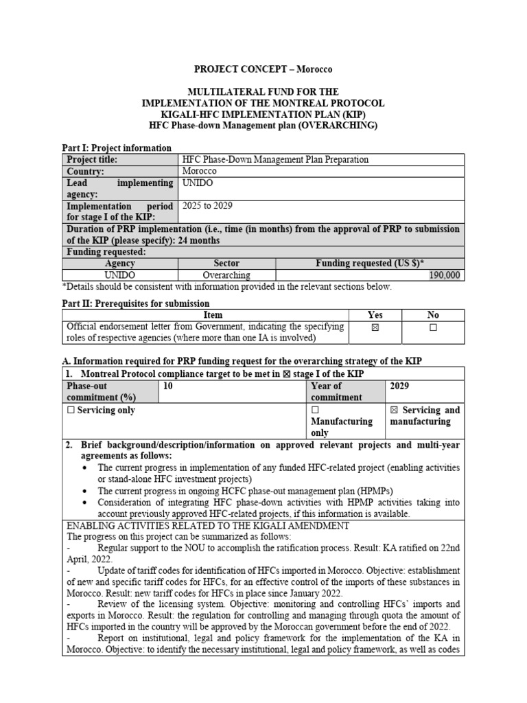 Morocco - KIP - Preparatory Funding Request | PDF