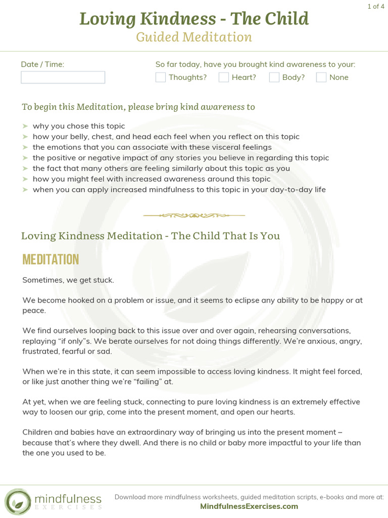 Loving Kindness Meditation for Self-Compassion | PDF | Feeling | Meditation