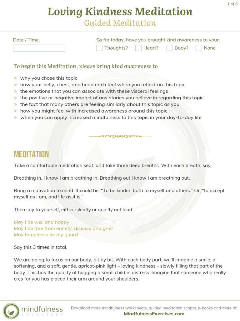 Loving Kindness Meditation | PDF | Meditation | Mindfulness