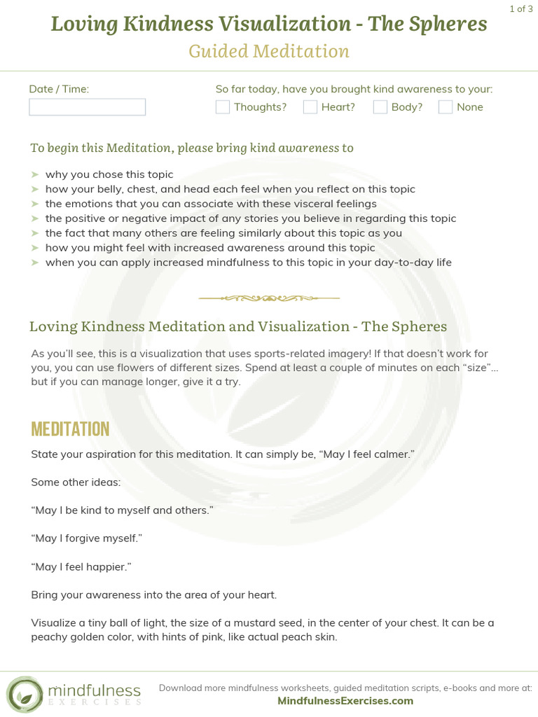 Loving Kindness Visualization - The Spheres | PDF | Meditation ...