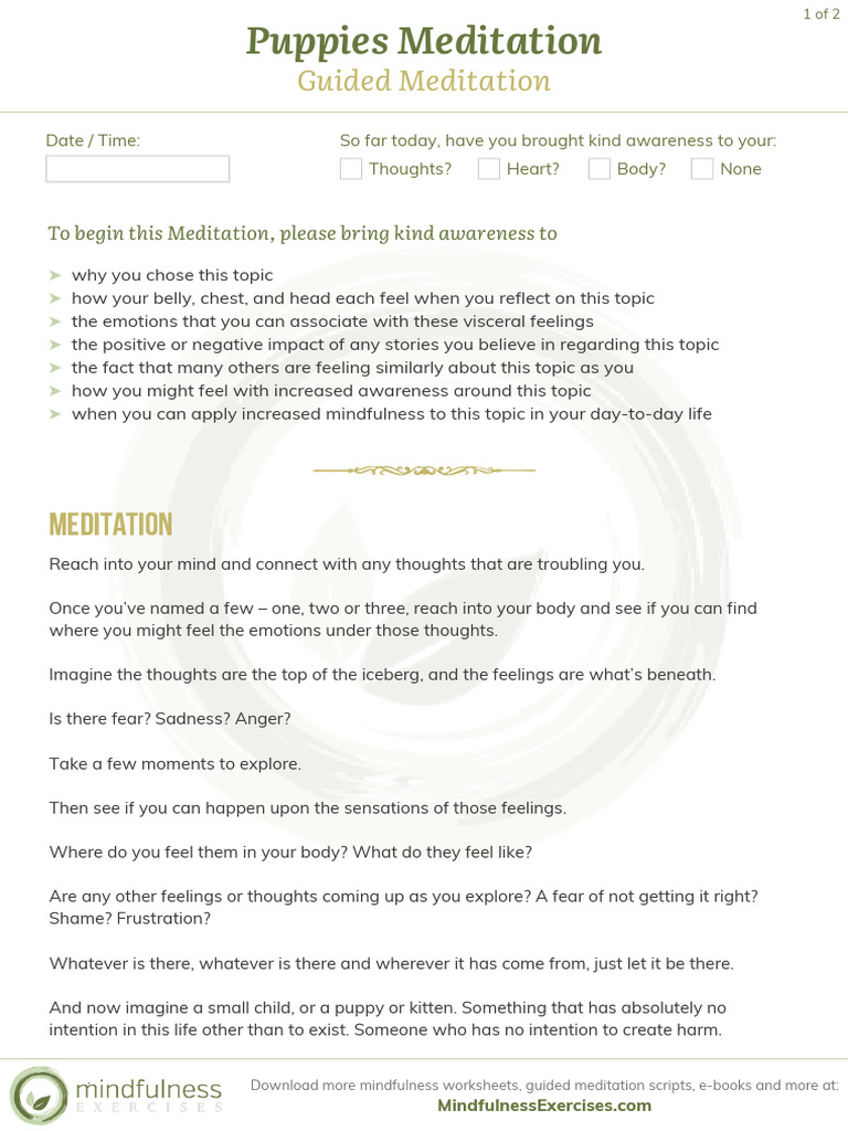 Puppies Meditation | PDF | Feeling | Mindfulness