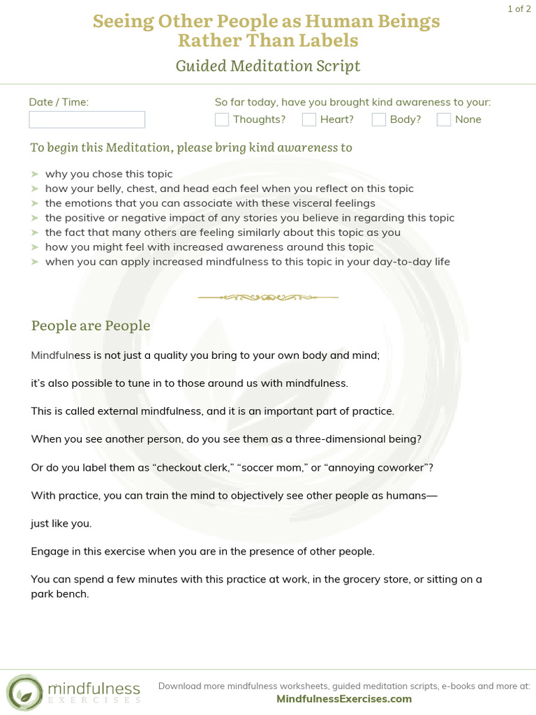 Seeing Other People As Human Beings Rather Than Labels | PDF ...