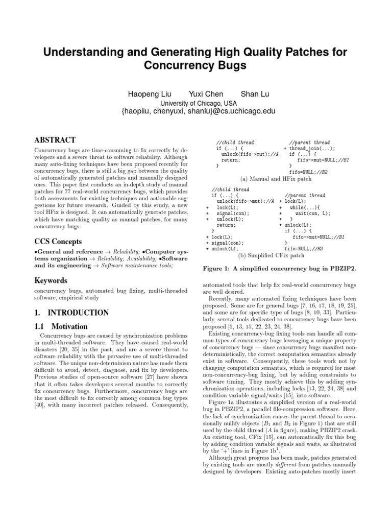 High Quality Patches For Concurrency Bugs | PDF | Software Bug | Thread (Computing)