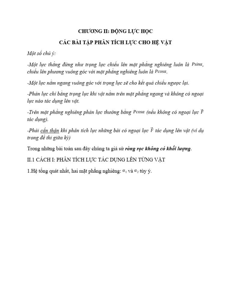 BT Co Hoc Luc VR PTTT Nguyen Li I II | PDF