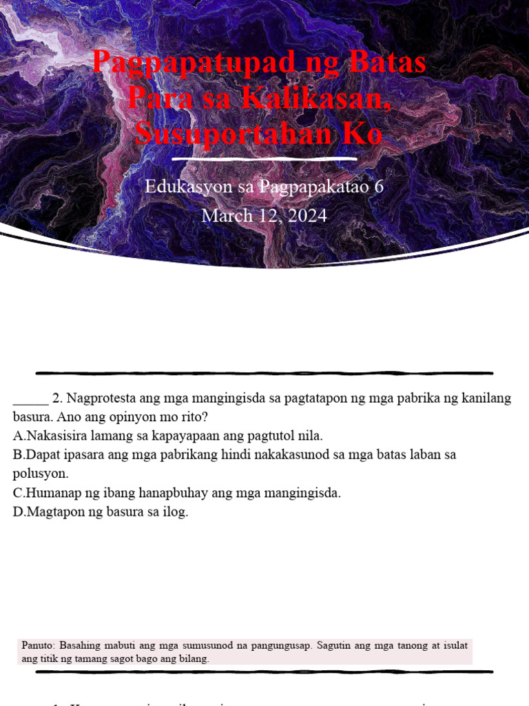 Pagpapatupad NG Batas para Sa Kalikasan, Susuportahan | PDF