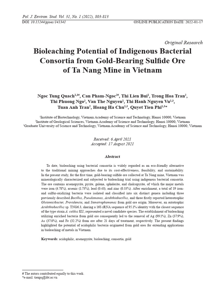 Bioleaching Potential of Indigenous Bacterial | PDF | Chemical Substances