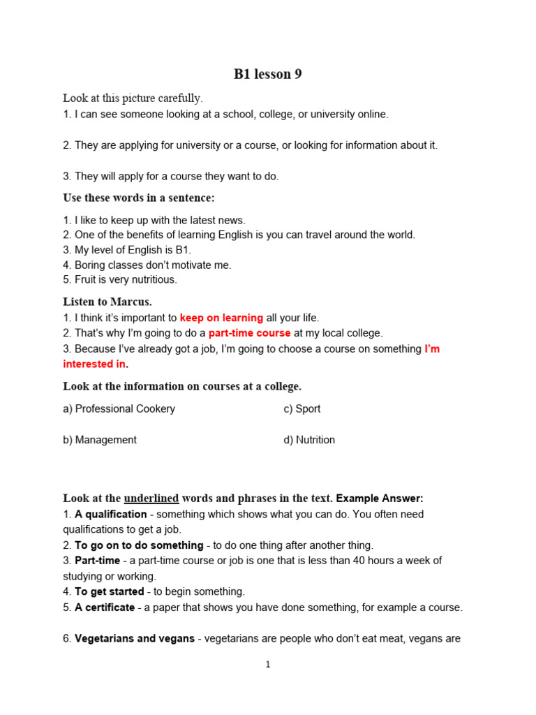 b1 Lesson 9 | PDF | Vegetarianism | Veganism