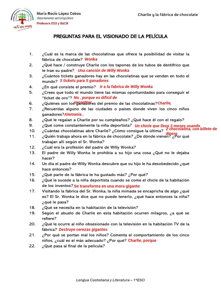 Preguntas para El Visionado de La Película | PDF