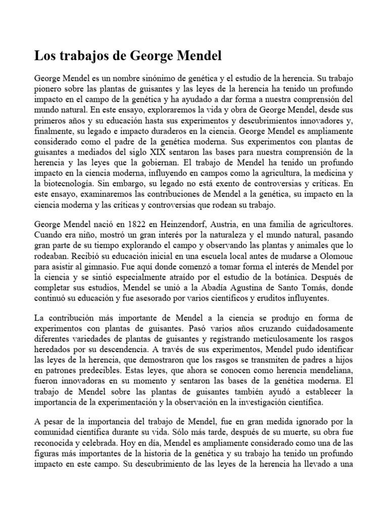 Los Trabajos de George Mendel | PDF | Science | Observación