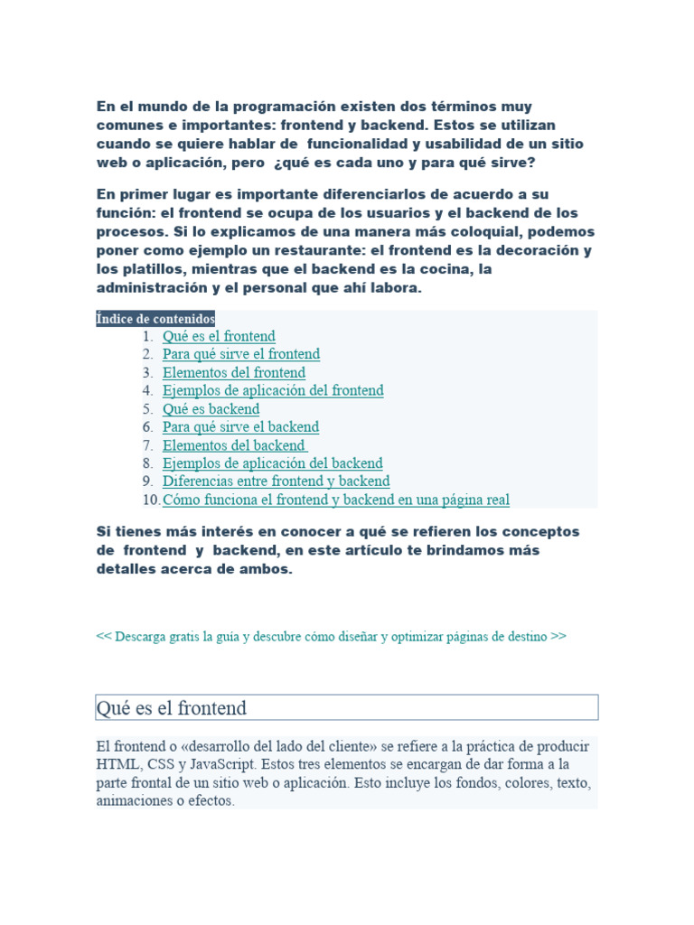 Programación Frontend Y Backend Pdf Red Mundial Internet Y Web 