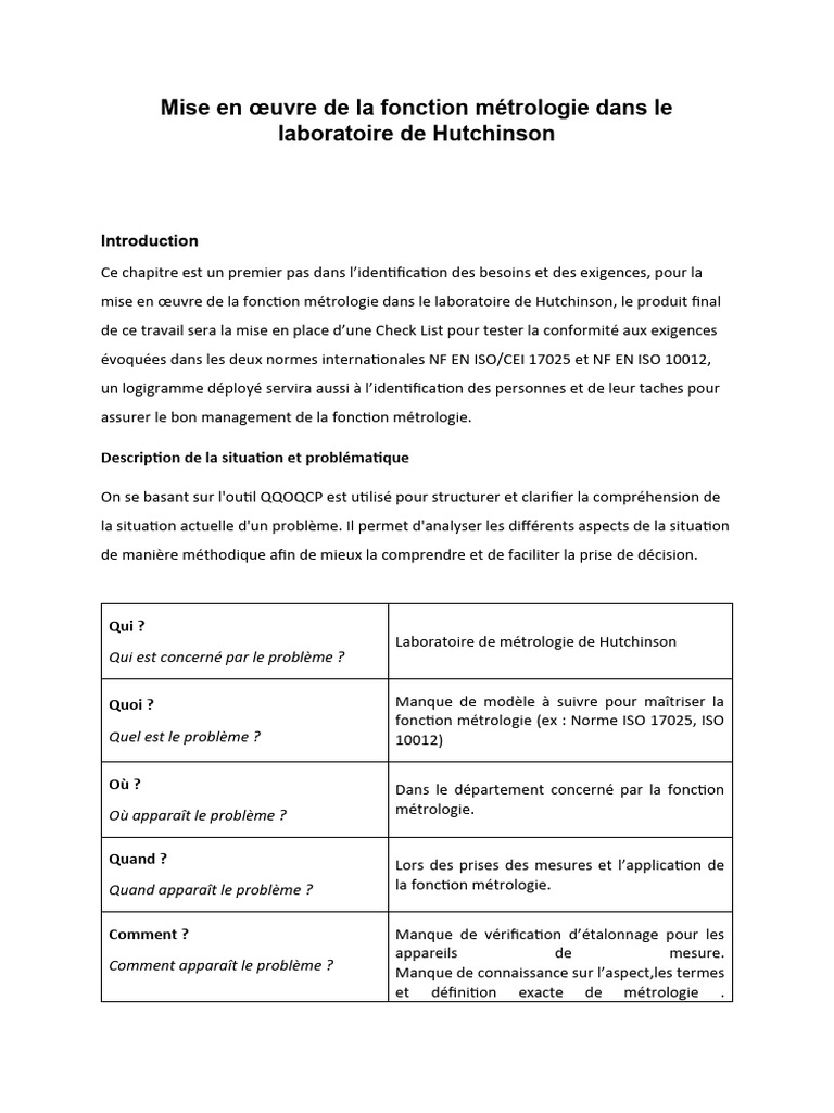 Mise en œuvre de la métrologie au laboratoire | PDF | Métrologie ...