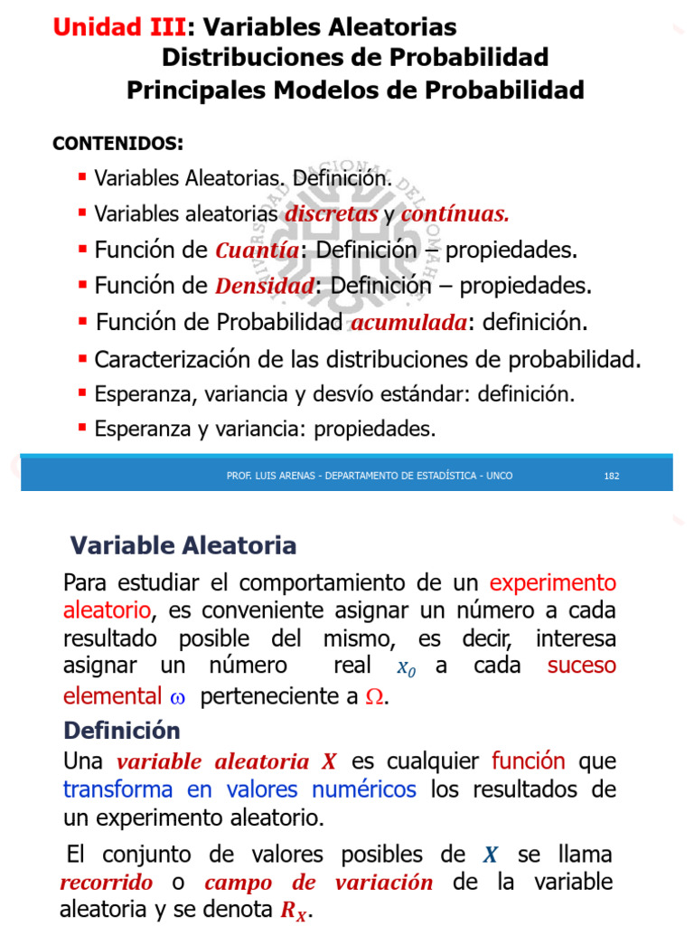 Teoria 3 Variable Aleatoria | PDF | Variable aleatoria | Función de densidad de probabilidad