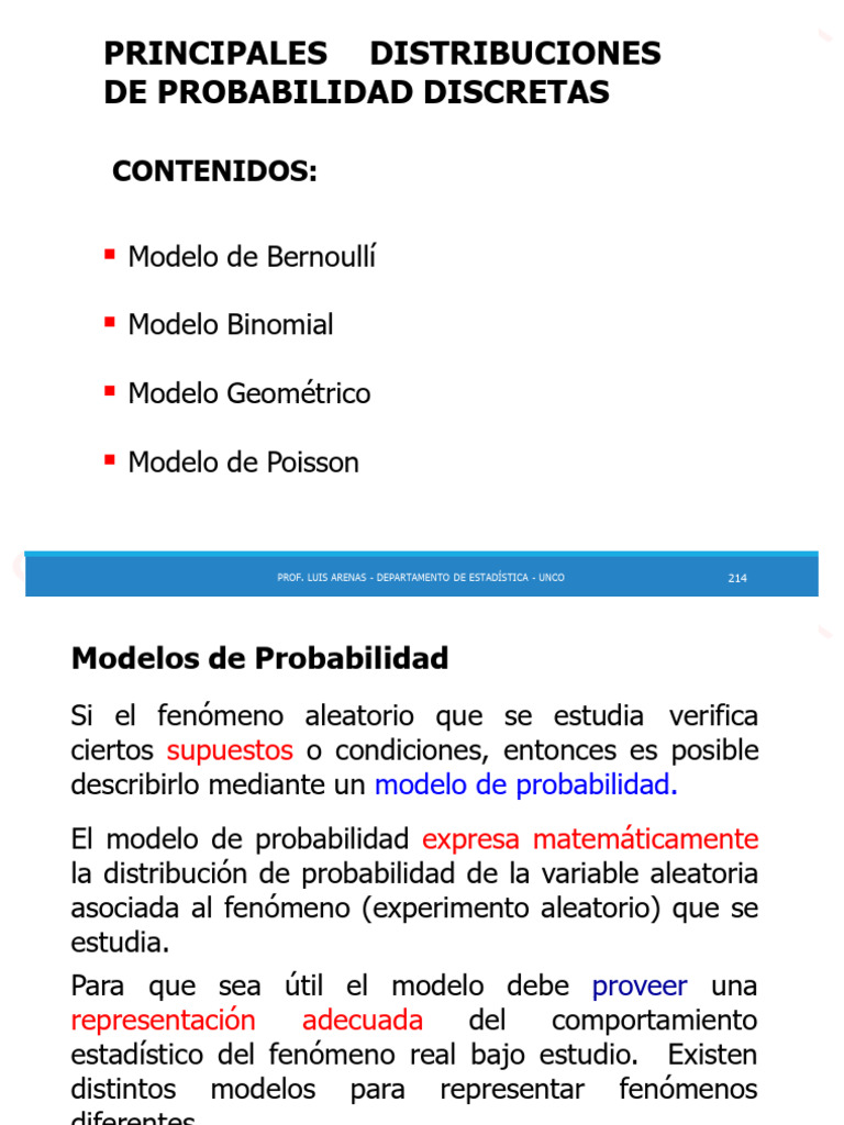 Teoria 4 Modelos Discretos | PDF | Estadísticas | Matemáticas Aplicadas